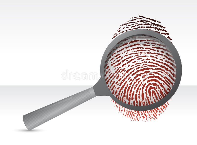 Magnifying Glass Over 1-0-grid Fingerprint Stock Illustration ...