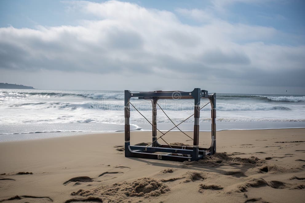 Detector Frame in a Beach Scene, with the Waves Rolling and Sand Gently ...