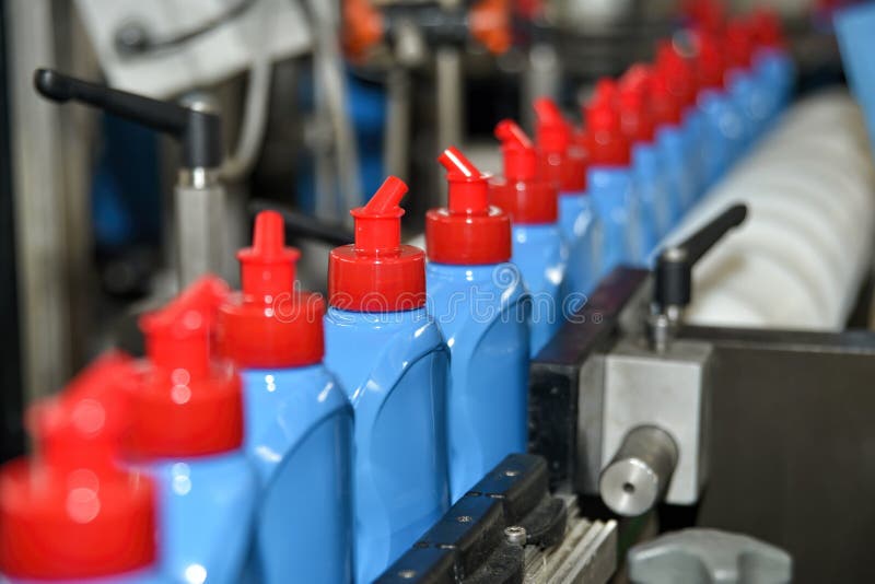 Detergent Bottles at Manufacturing Plant Stock Image - Image of ...