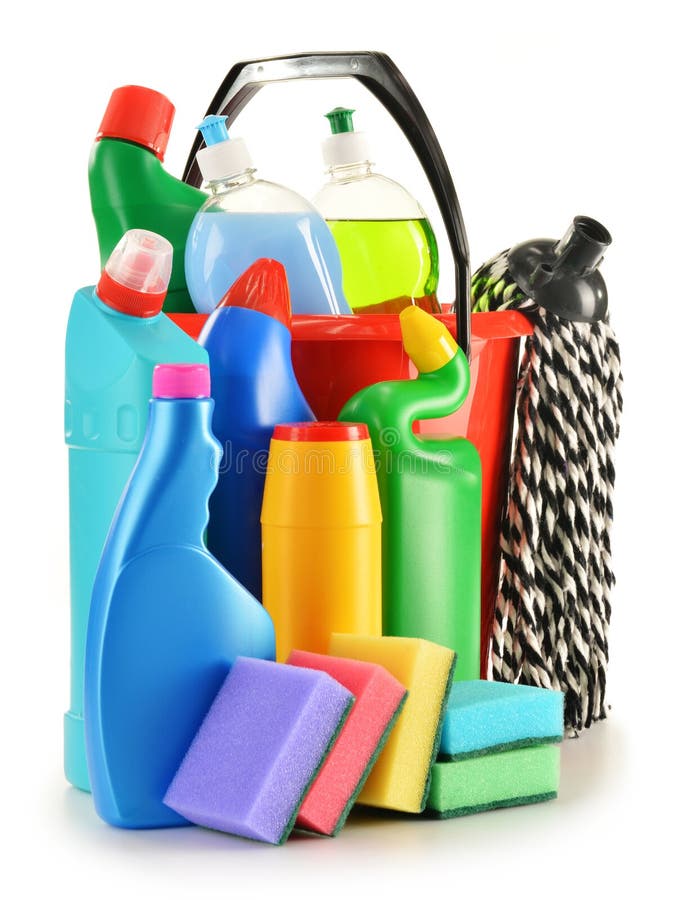 Detergent Bottles on White. Chemical Cleaning Supplies Stock Image ...