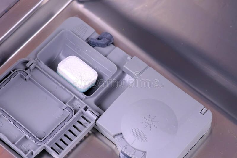 Detergent Tablet in Automatic Compartment in Dishwasher. Stock Photo ...
