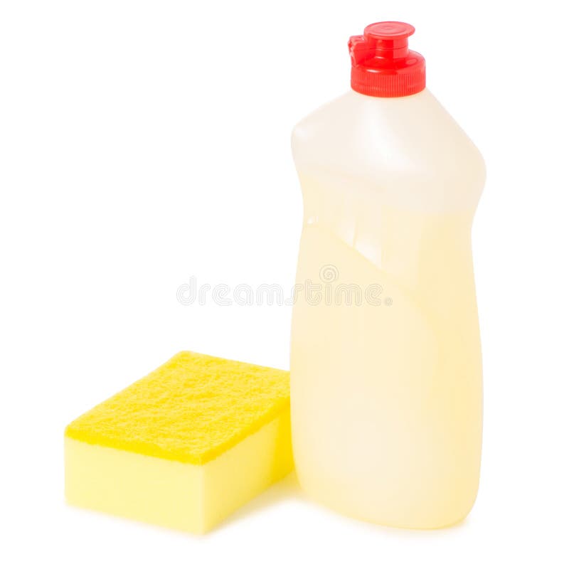 Detergent for Utensils and Sponge for Washing Dishes in Hand Stock ...