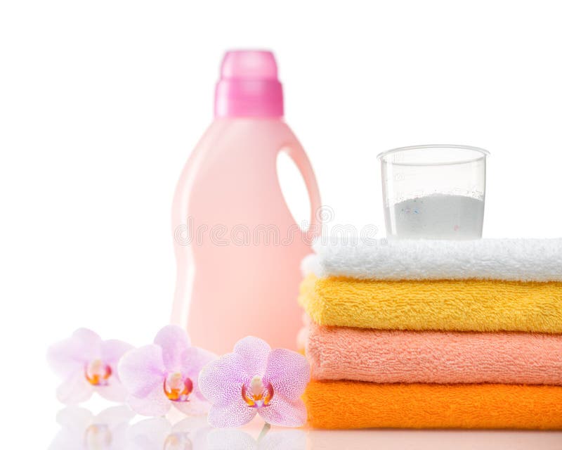 Detergent for Washing Machine in Laundry with Towels Stock Image ...