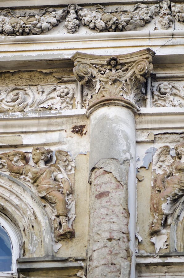 Deteriorated Old Building Facade Stock Photo - Image of broken, grunge ...