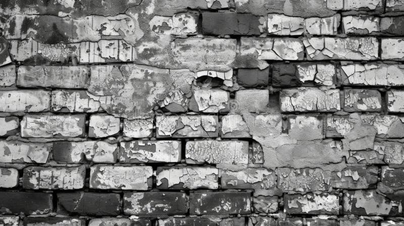A Deteriorating Brick Wall with Peeling Paint Stock Photo - Image of ...