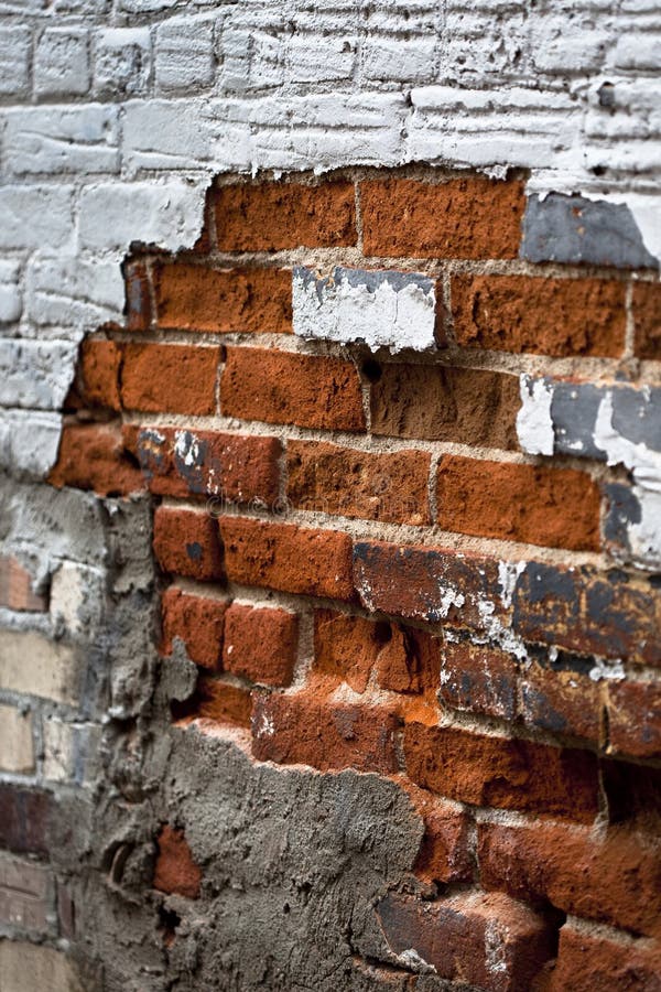 Deteriorating Patchwork Brick Wall Stock Image - Image of brick: 13693453