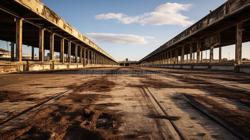 Deteriorating Race Track with Abandoned Stands, Echoes of Past Speed ...