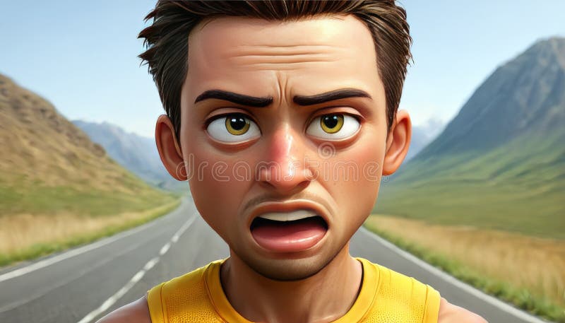 Determined Animated Runner on an Open Road Stock Illustration ...