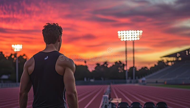 Sunset Track Athlete stock illustration. Illustration of training ...