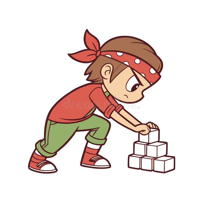 Determined Boy with Bandana Stock Vector - Illustration of playful ...