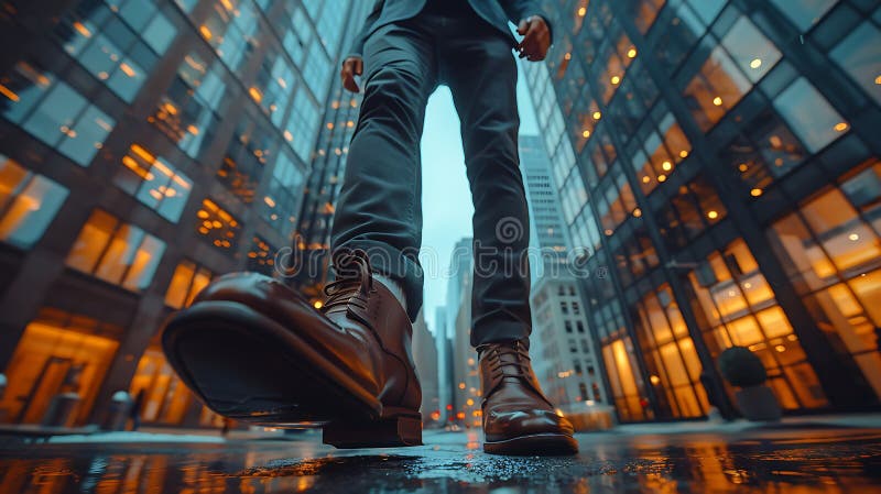 Determined Businessman Walking on an Empty Road Stock Illustration ...