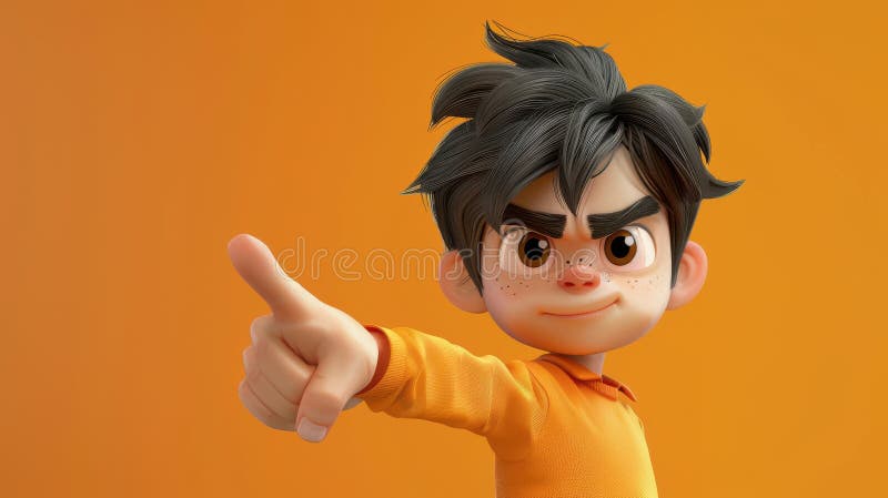 Determined Cartoon Character with Focused Expression Stock Photo ...