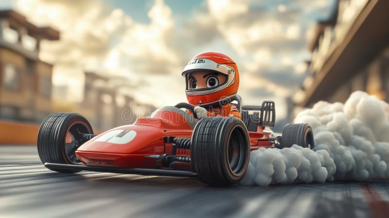A Determined Cartoon Racer Speeding Car Stock Illustration ...