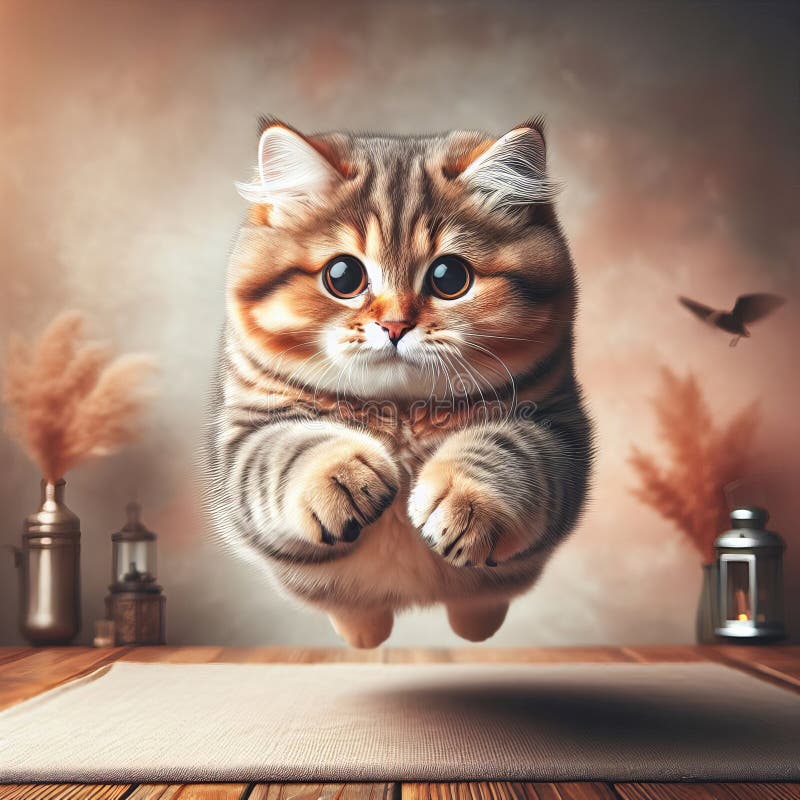Determined Cat Leaping Forward Stock Image - Image of concentration ...
