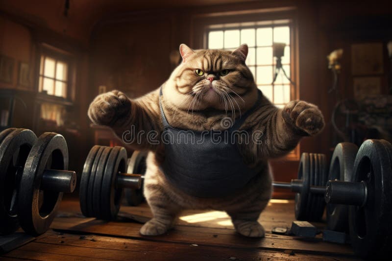 Determined Cat Ready for Gym Workout Stock Photo - Image of ...