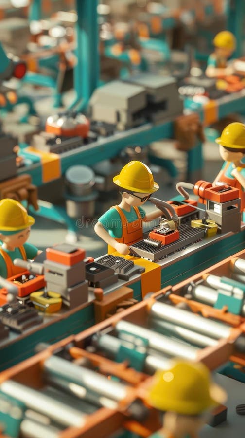 138 Determined 3D Cartoon Workers Assembling Products with Focus on ...