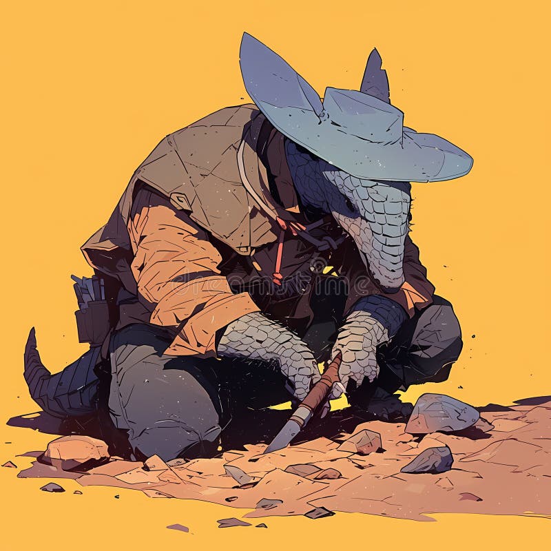 Determined Explorer Digging for Treasure Stock Illustration ...