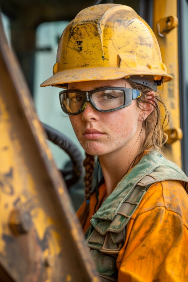 Determined Female Construction Worker Stock Illustration - Illustration ...
