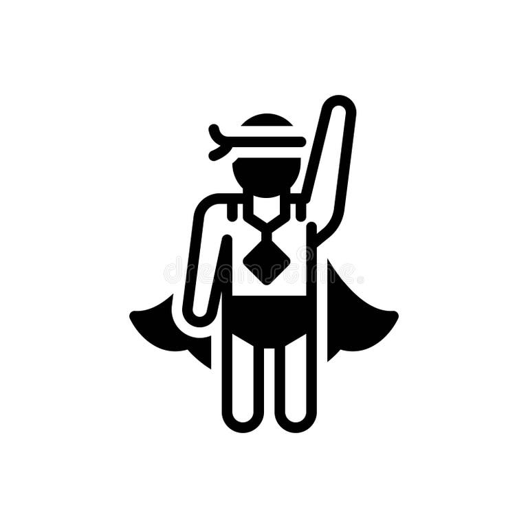 Black Solid Icon for Determined, Super and Superhero Stock Illustration ...