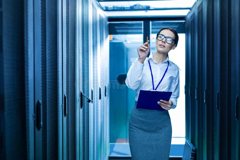 Determined Operator Counting Service Cabinets Stock Photo - Image of ...