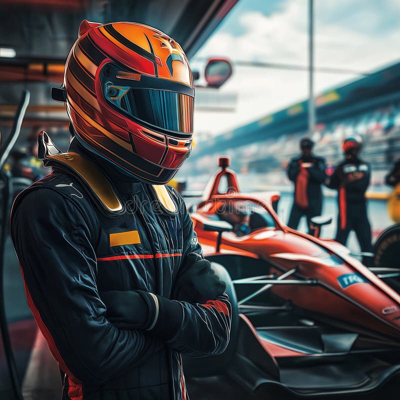 Determined Race Car Driver stock illustration. Illustration of gear ...