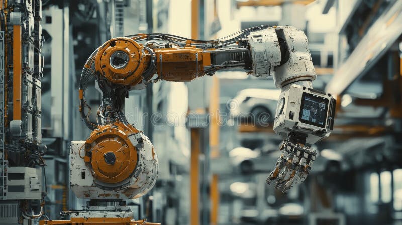 Articulated Robotic Arm with Orange Mechanical Joints Stock ...