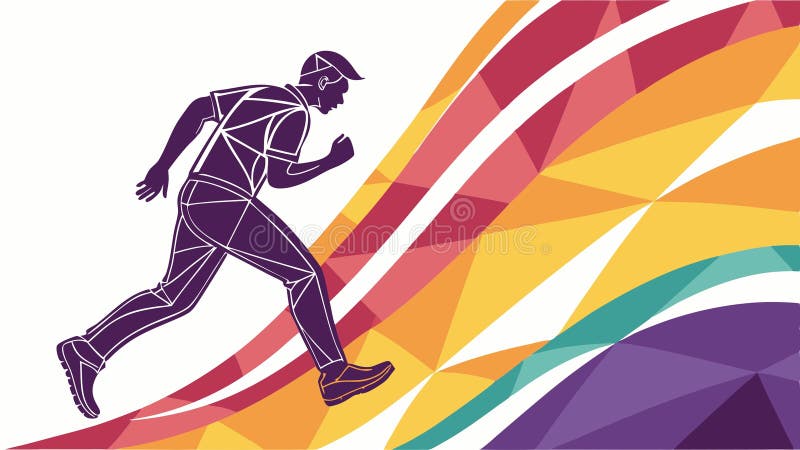 Determined Runner on Geometric Uphill Path, Vector Design Generative AI Stock Vector ...