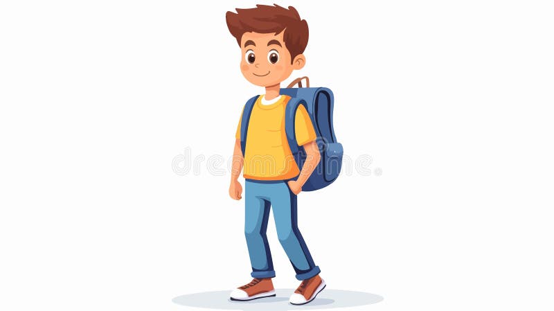 Determined School Boy Carrying Heavy School Bag on White Background ...