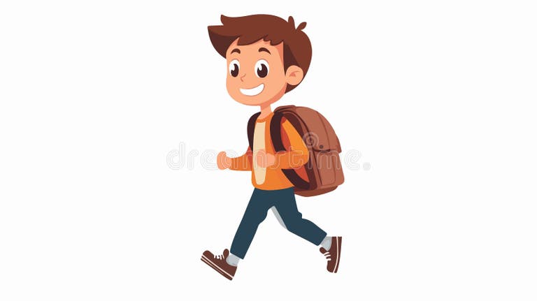 Determined School Boy Carrying Heavy School Bag on White Background ...