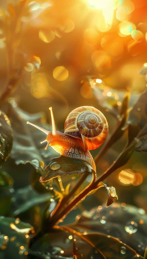 Determined Snail Climbing in Intense Heat a Realistic Image Capturing ...