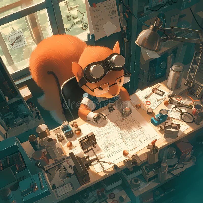 Determined Squirrel Scientist in Laboratory Stock Illustration ...