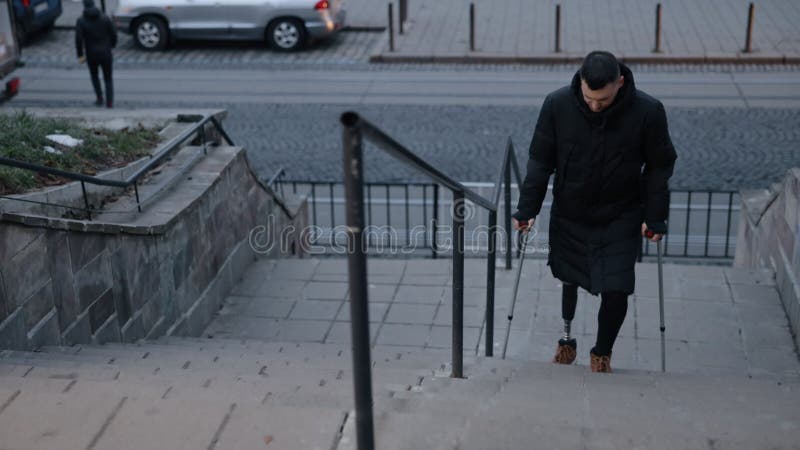 Determined Step, Orthotic Support, Disabled Community Stock Video ...