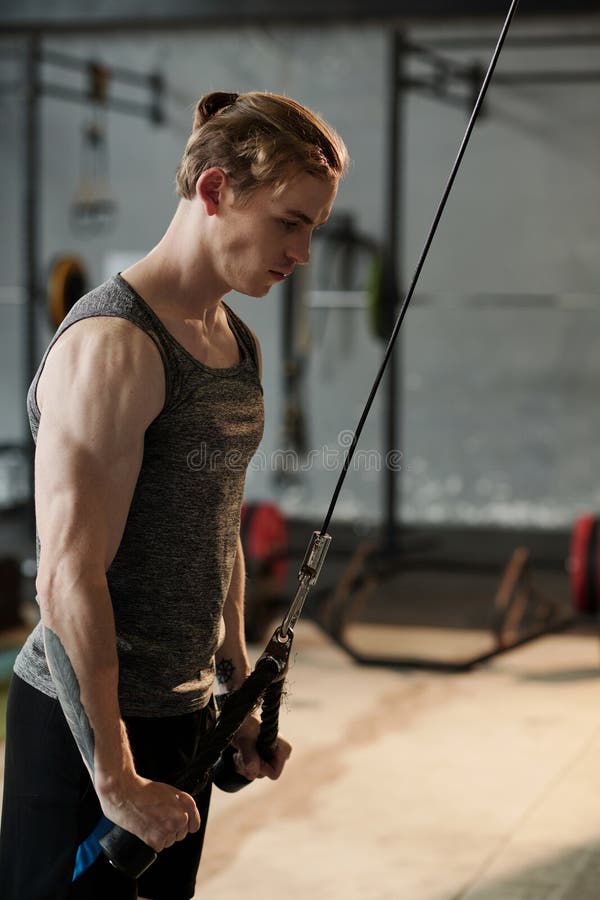 Sportsman Doing Pull Down Exercise Stock Image - Image of caucasian ...