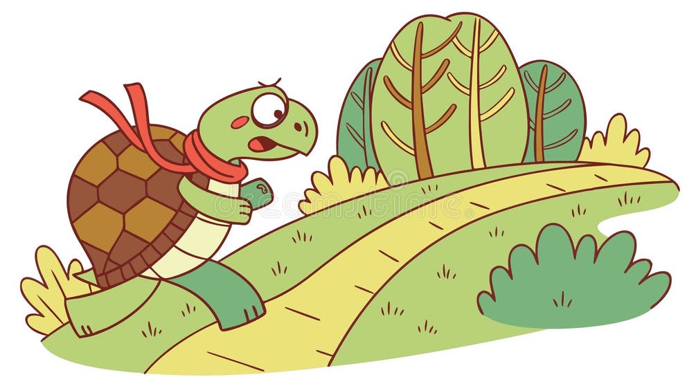 Determined Turtle on a Path, Steady Progress To Success, Vector Design ...