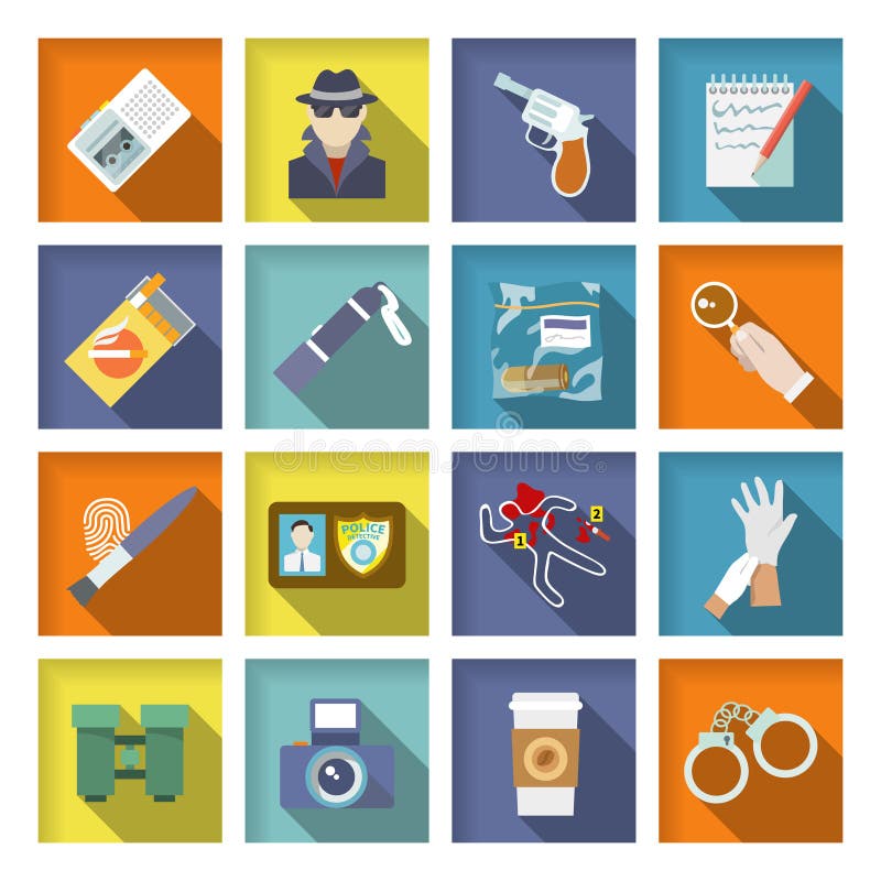 Detetive Icons Set ilustração do vetor. Ilustração de injetor - 45101587