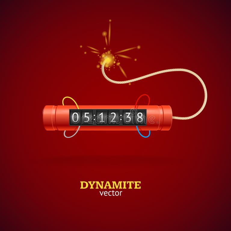 Detonate Dynamite Bomb and Timer Clock. Vector Stock Vector ...