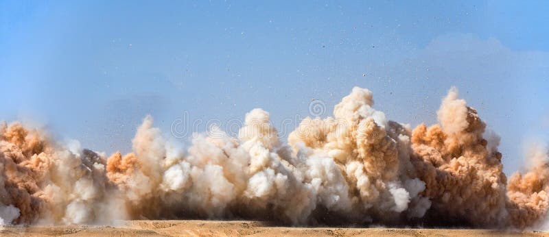 Detonator Blasting on the Construction Site in the Middle East Stock ...