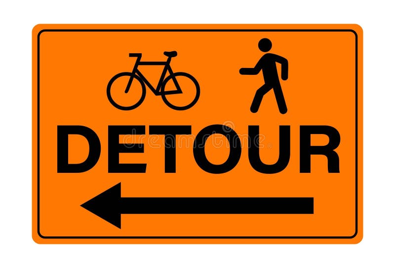 Cyclist and Pedestrian Detour Sign. Traffic Sign with Symbols and Text ...