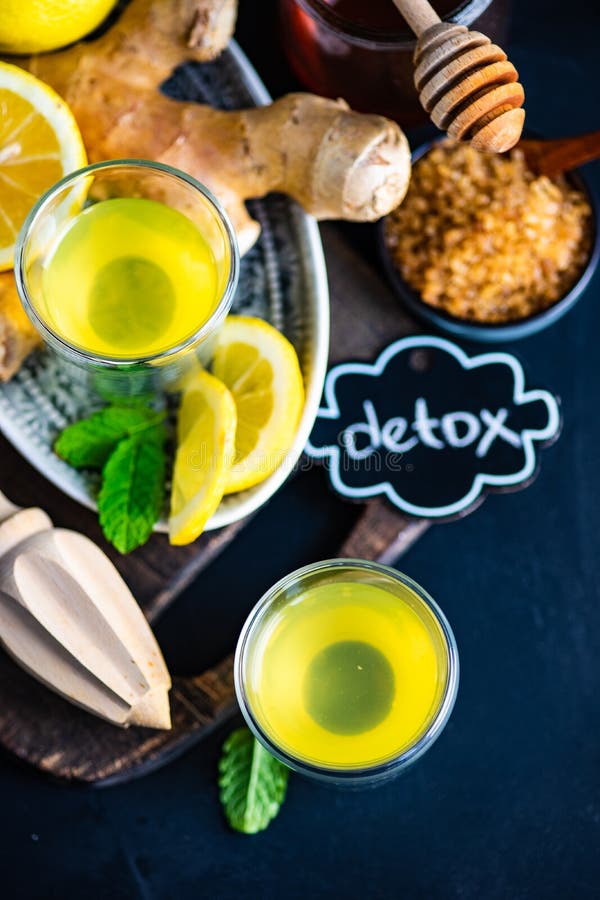 Detox drink with ginger stock photo. Image of lemon - 145994752
