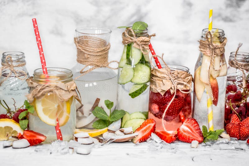 Detox Summer Drink with Fruit Stock Photo - Image of lemon, herb: 93553344