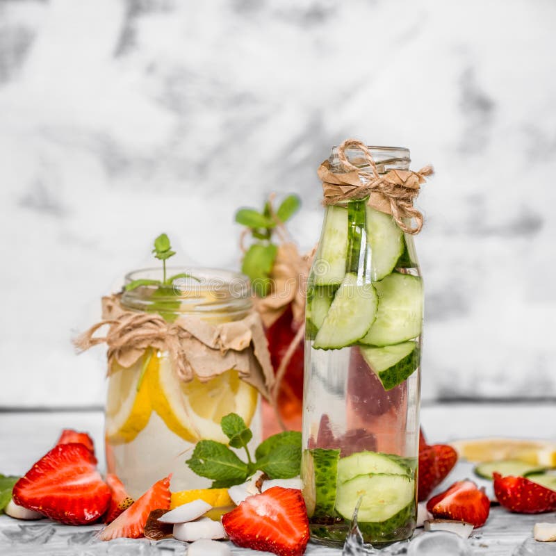 Detox Summer Drink with Fruit Stock Photo - Image of iced, organic ...