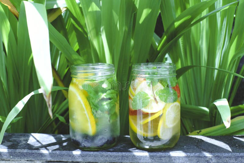 Detox water bottle stock image. Image of vegetarian, lemon - 55277627