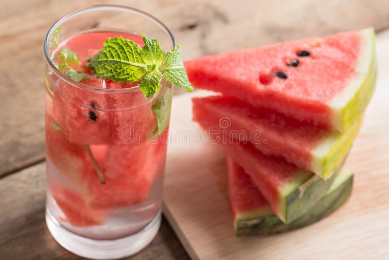 Detox Water, Fresh Watermelon and Mint in Glass. Stock Photo - Image of ...