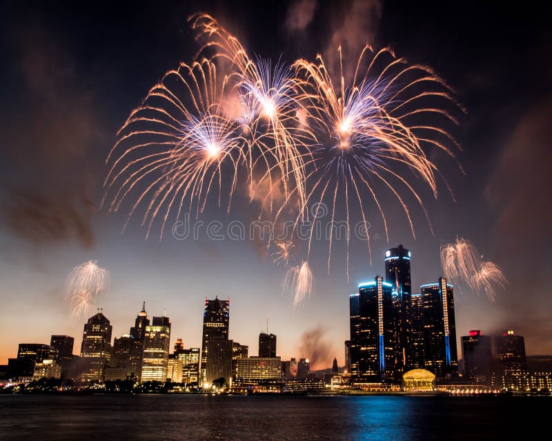Detroit Fireworks stock photo. Image of independance - 257661276