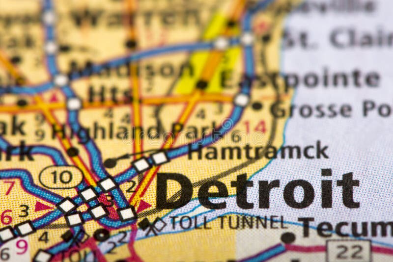 Detroit, Michigan no mapa foto de stock. Imagem de mundo - 87763124