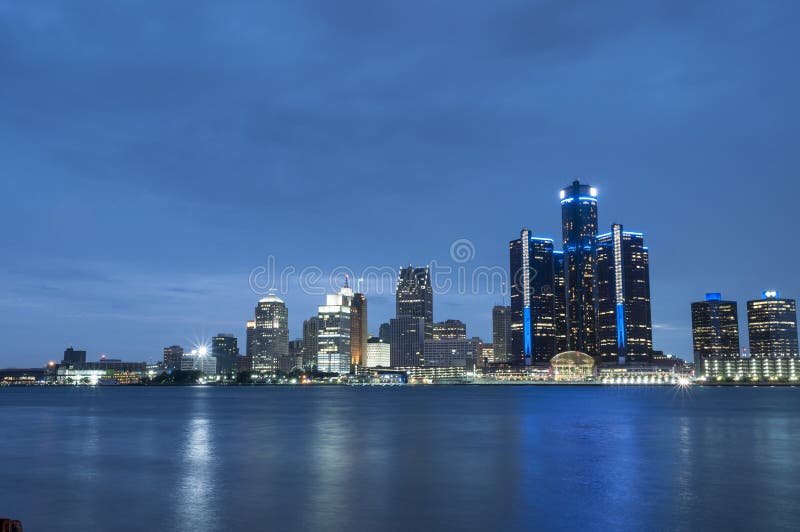 Detroit Michigan Skyline stock photo. Image of windsor - 10513728