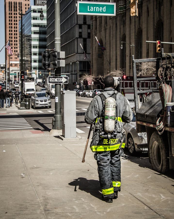 Detroit Fire Department Truck On The Streets Of Downtown Detroit
