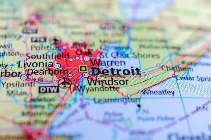 Detroit no mapa imagem de stock. Imagem de unido, tiro - 114072663