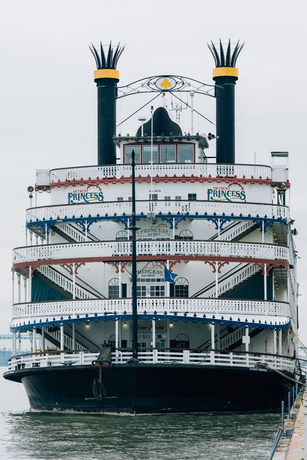 Detroit Princess River Boat is Docked at the Riverwalk of Downtown ...