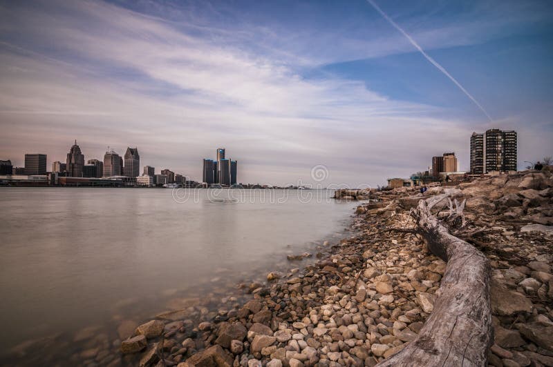 Detroit River stock image. Image of water, river, light - 57583189
